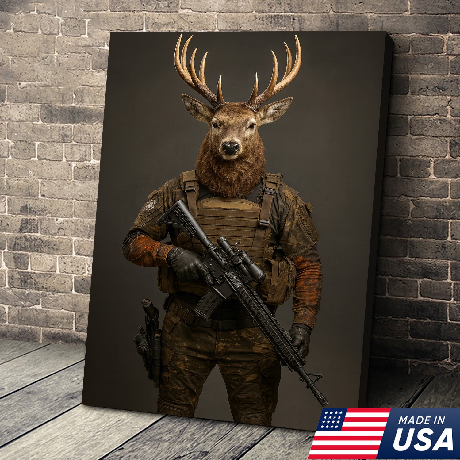 Tactical Deer Soldier Wall Art Canvas – Military Buck Canvas Print for ...