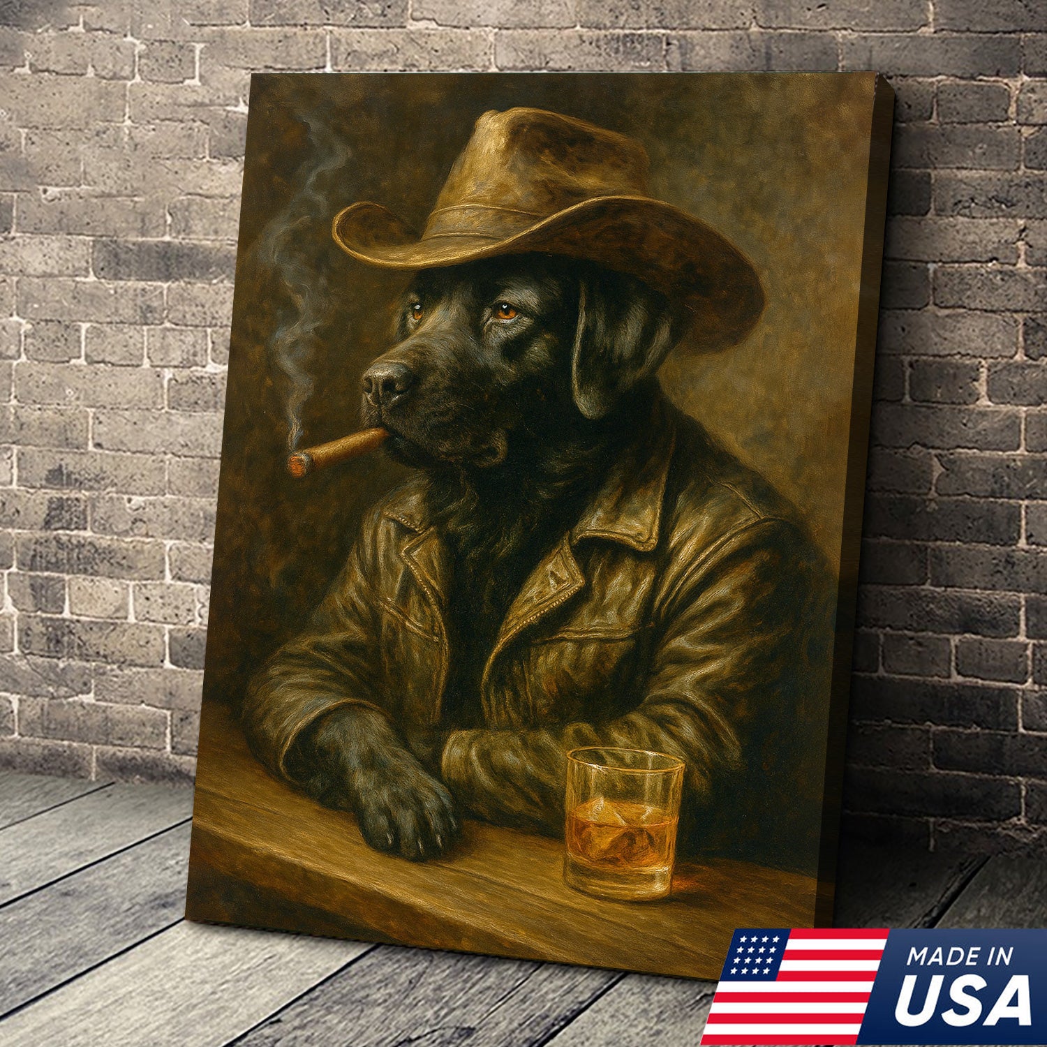 Labrador Cowboy Canvas Wall Art – Rustic Country Dog Print for Hunters ...