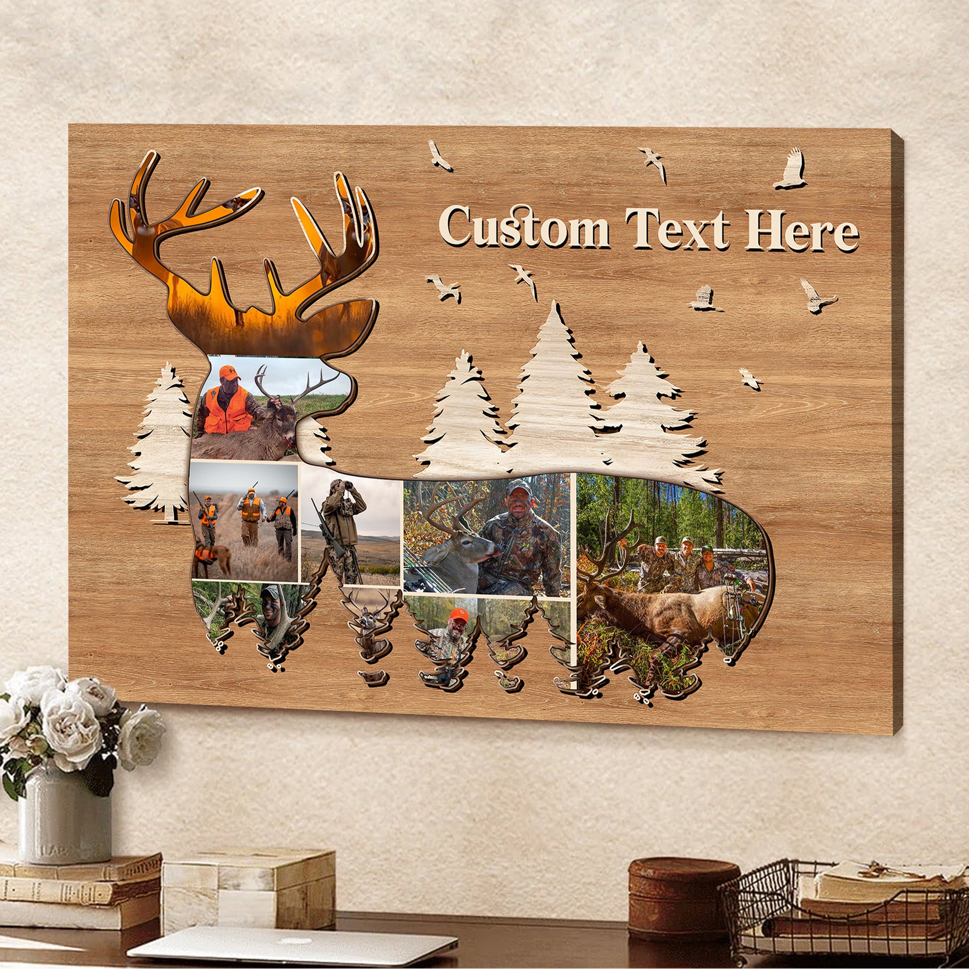 Custom Hunting Photo Collage Deer Wall Art Canvas - Personalized Hunte ...