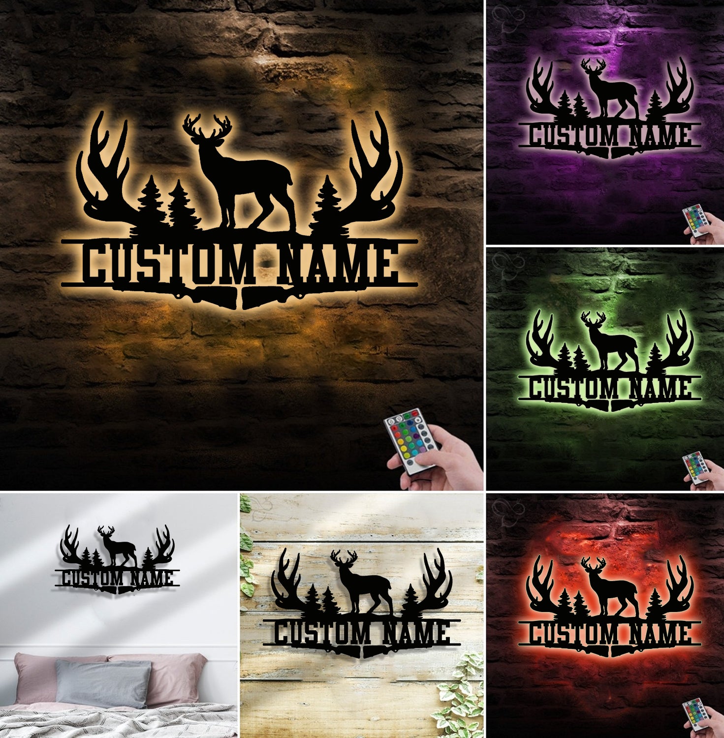 Personalized Deer Antler Metal Sign WITH LED/WITHOUT LED Light Custom ...