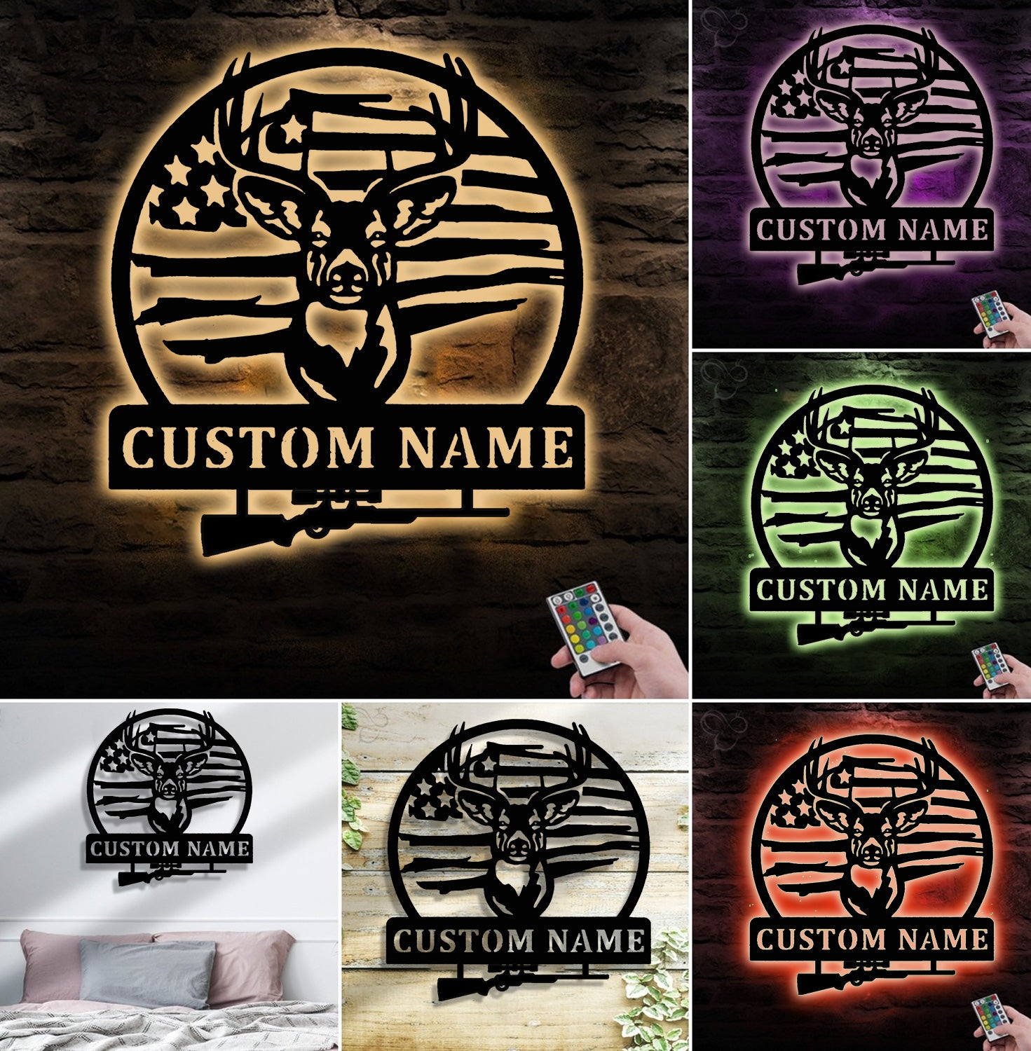 Personalized Deer Hunting Metal Sign WITH LED/WITHOUT LED, Rustic Buck ...