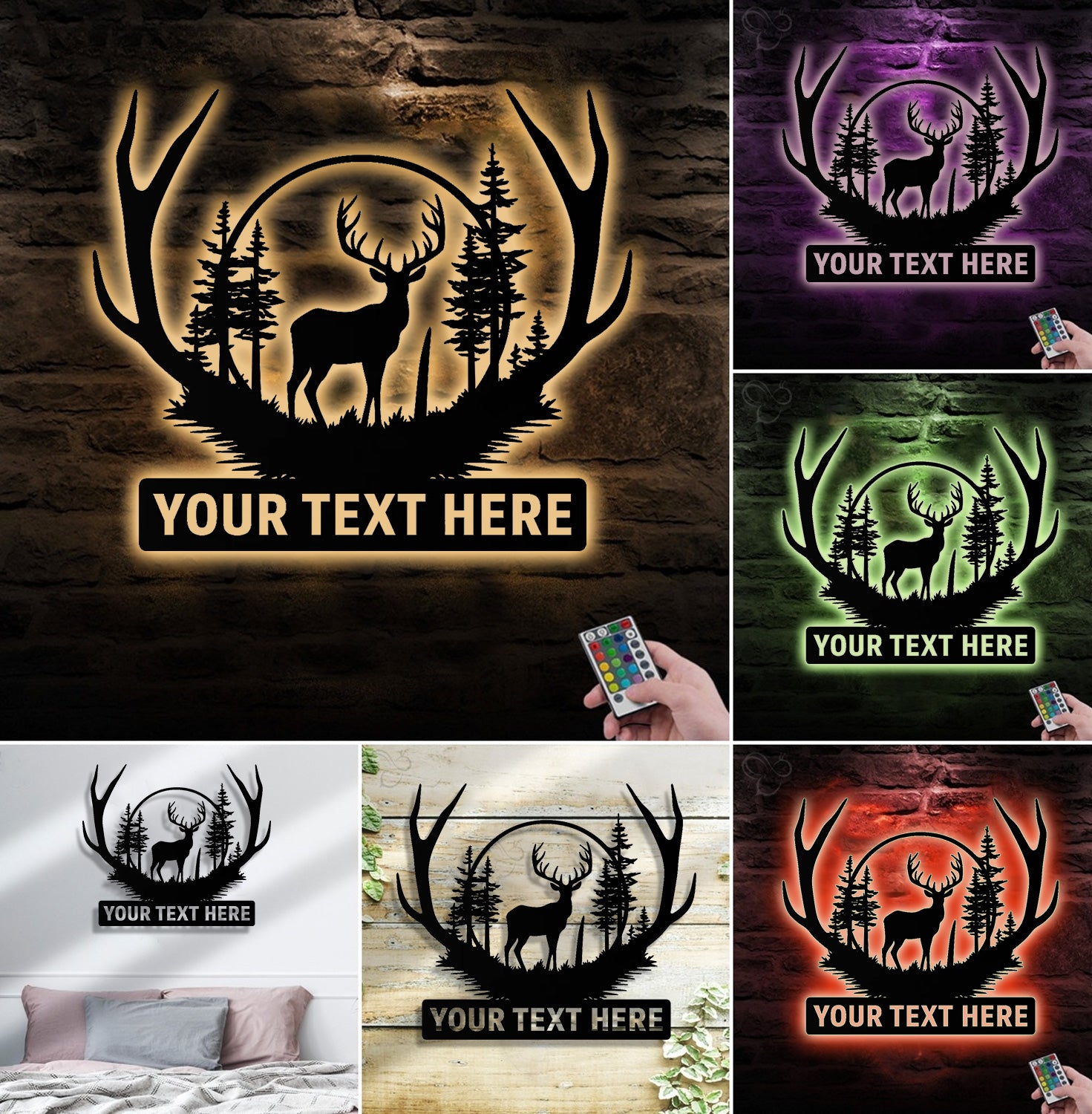 Personalized Deer Antler Metal Sign WITH LED/WITHOUT LED, Custom Name ...