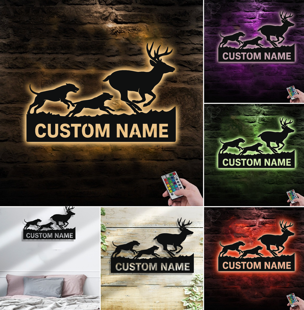 Personalized Deer Hunting Metal Sign WITH LED/WITHOUT LED, Hunter Dogs ...