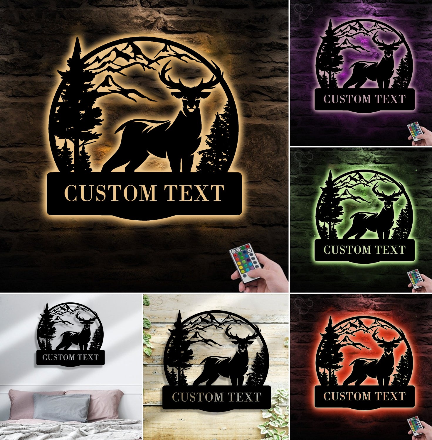Personalized Deer Hunting Metal Sign WITH LED/WITHOUT LED Light Mounta ...
