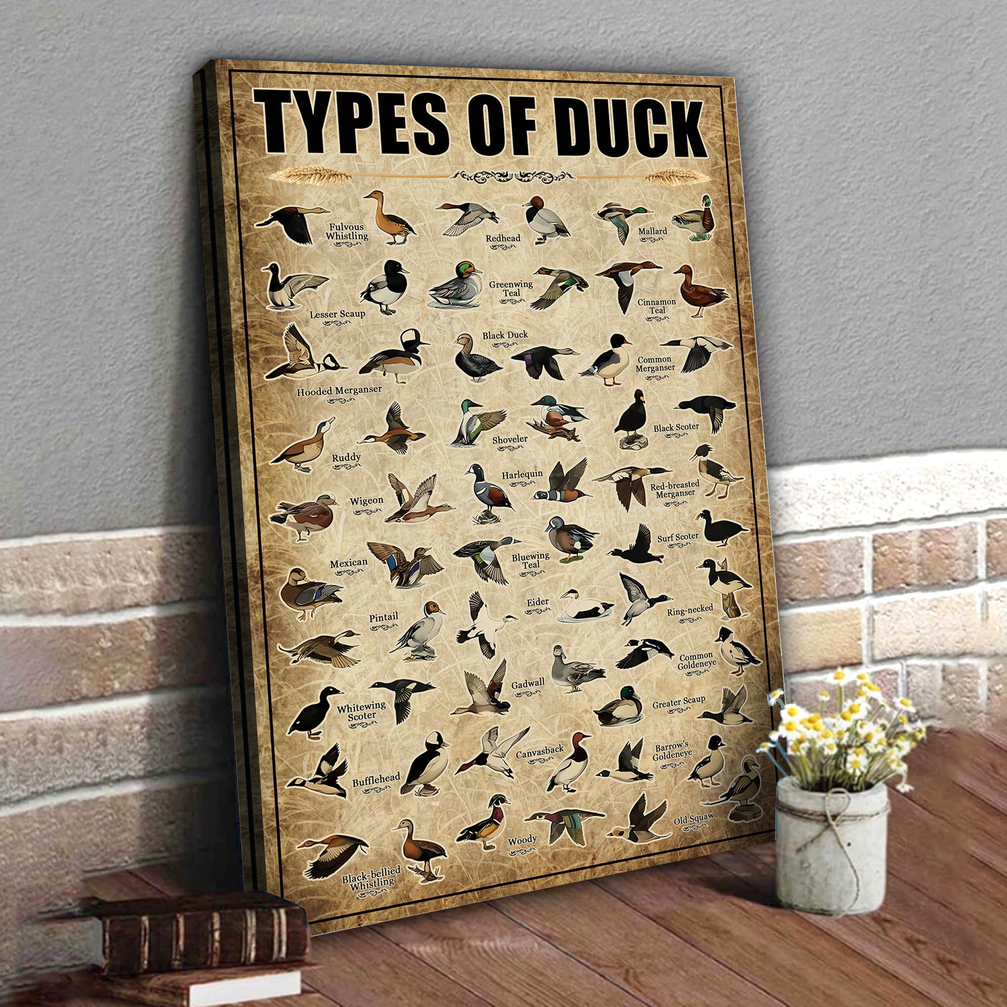 Types of Duck Canvas – Educational Waterfowl Chart Wall Art - Hunting ...