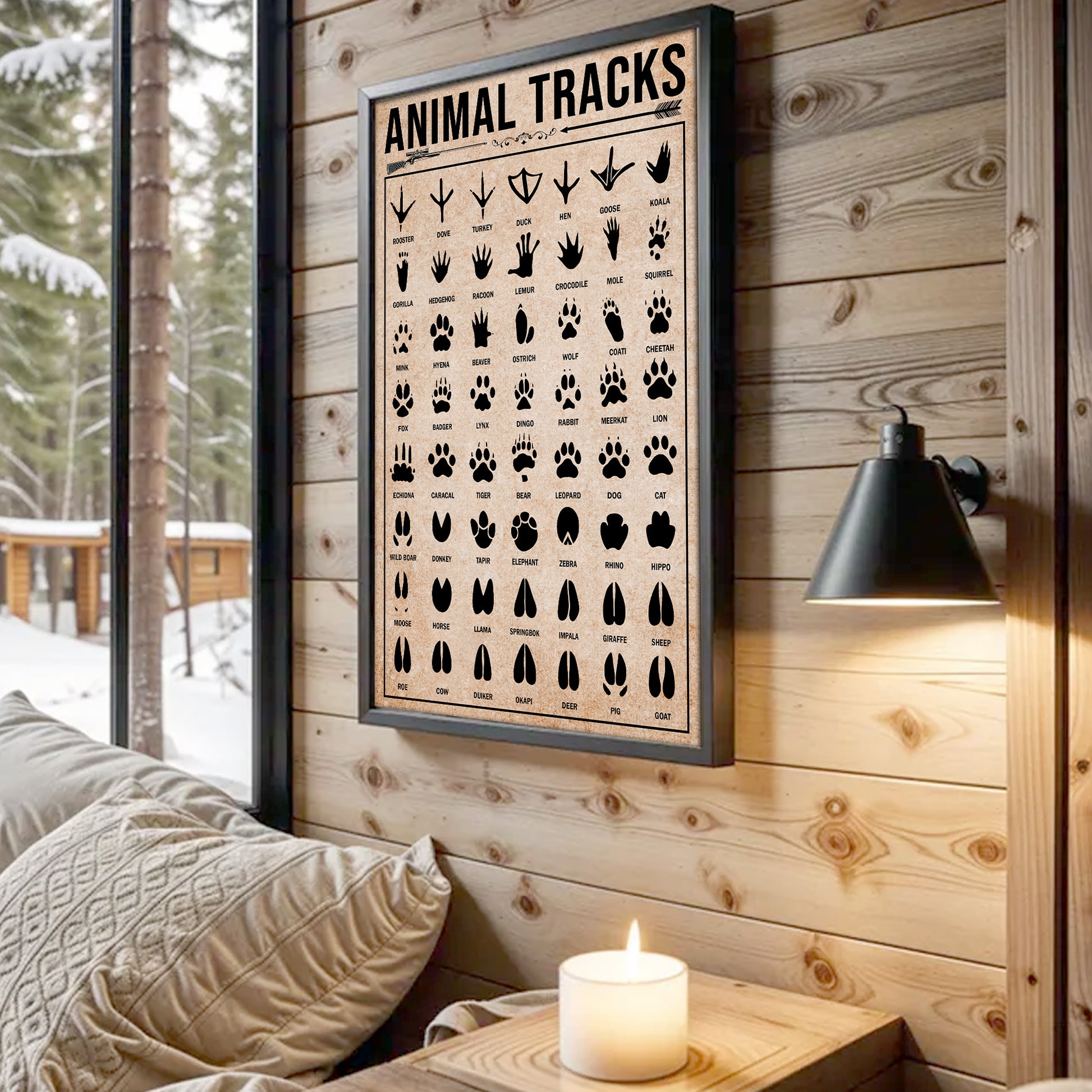 Animal Tracks Identification Chart Canvas – Vintage Wildlife - Nature ...