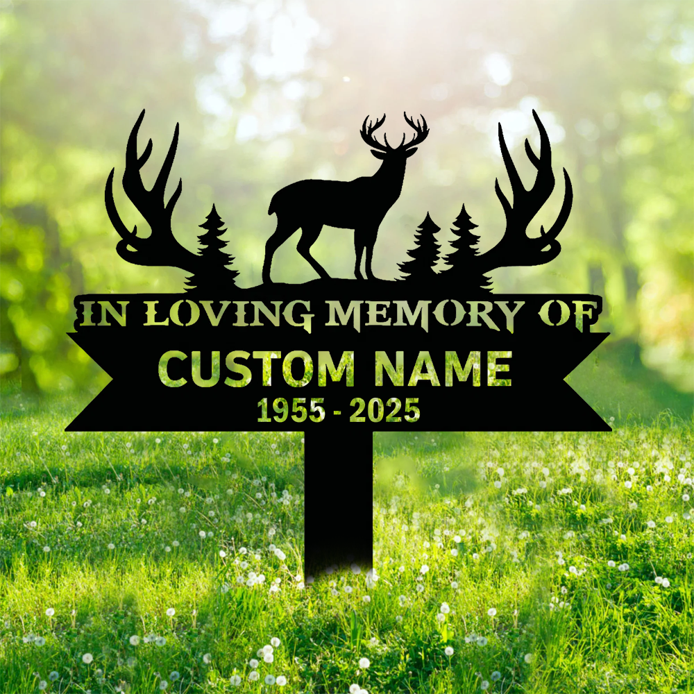 Personalized Deer Memorial Metal Sign – In Loving Memory Grave Marker ...