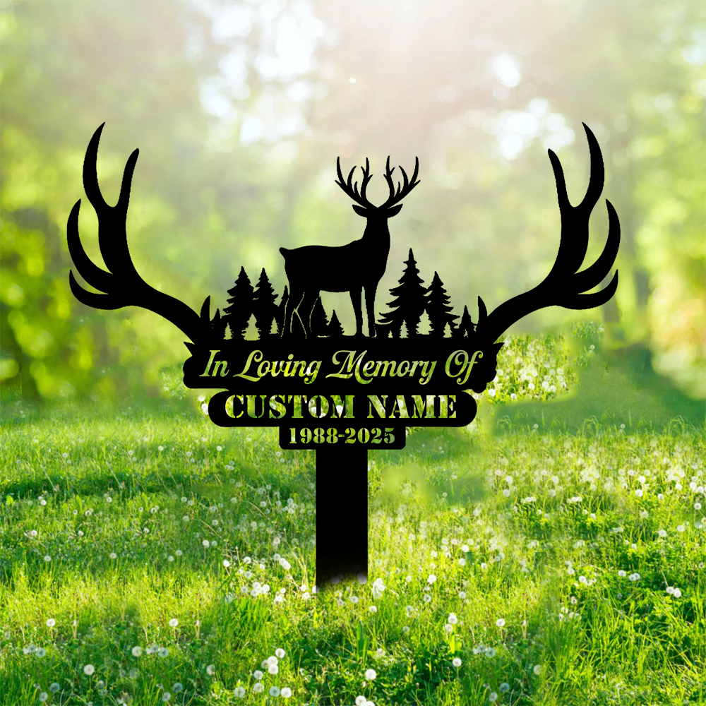Personalized Deer Memorial Metal Sign – In Loving Memory Grave Marker ...