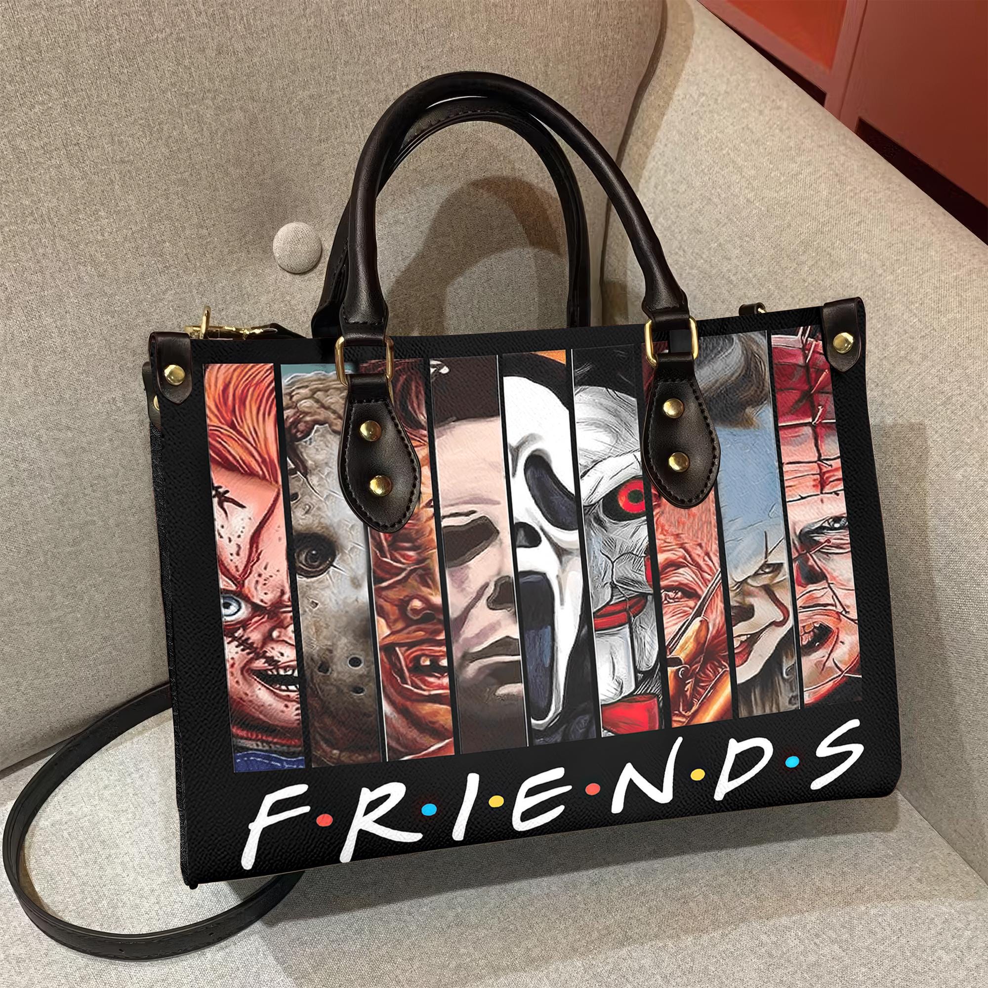 Horror Halloween Leather Handbag, Vintage Horror Leather Bags, Shoulde ...