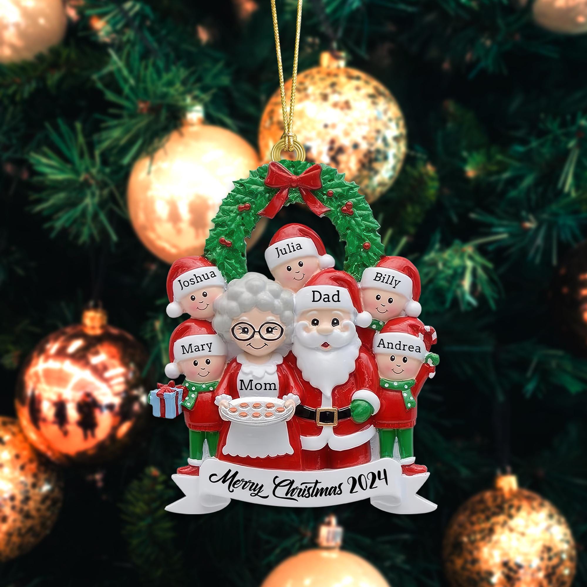 Personalized Family Santa Claus Christmas Resin Ornament, 2024 Family ...